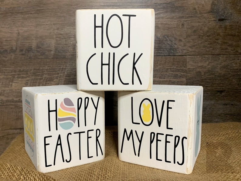 Easter Wood Blocks Easter Wood Signs Easter Tiered Tray - Etsy