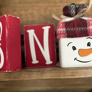 Rustic Snowman Block Set Wood Snowman Blocks SNOW Wood Blocks Farmhouse ...