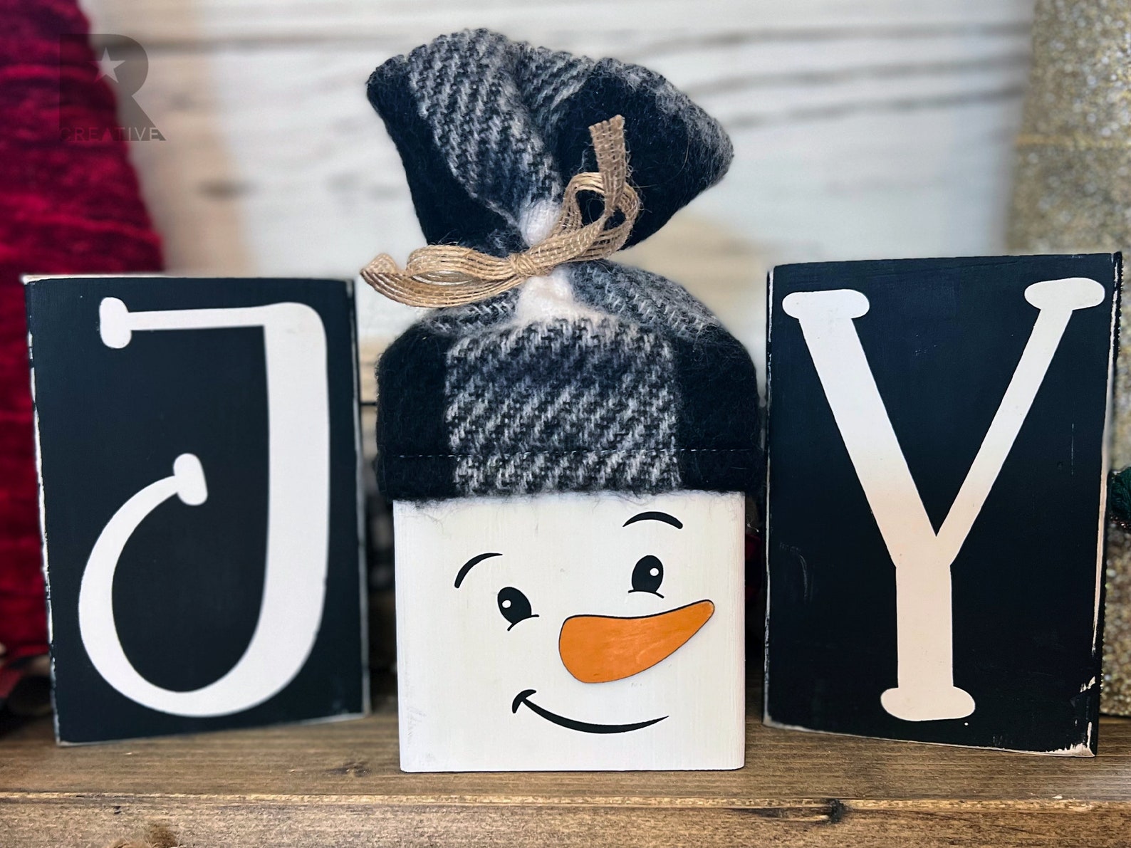 Rustic Snowman Block Set Wood Snowman Blocks JOY Wood - Etsy