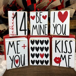 Reclaimed Wood Farmhouse Valentine Mini Blocks, Rae Dunn Inspired ...