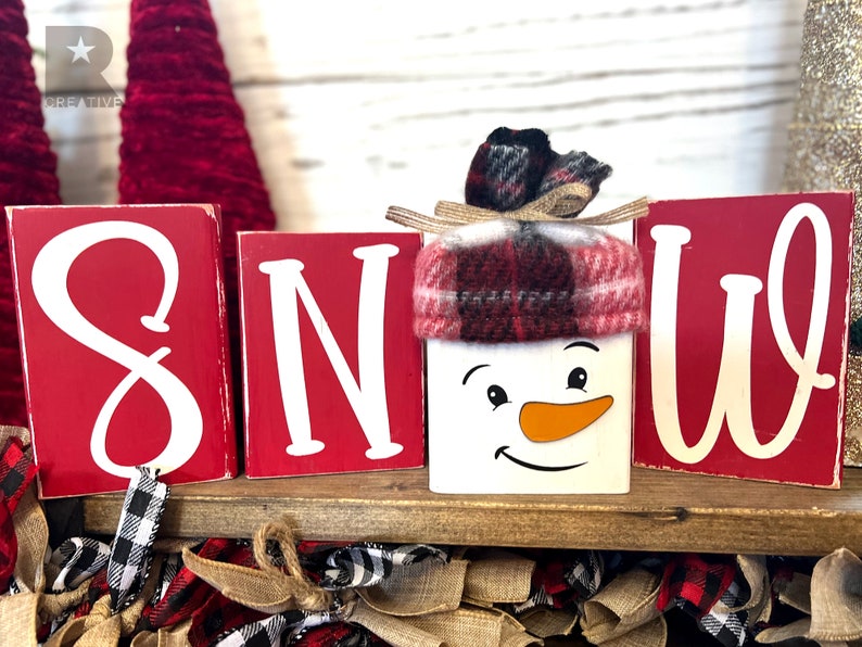 Rustic Snowman Block Set Wood Snowman Blocks SNOW Wood - Etsy