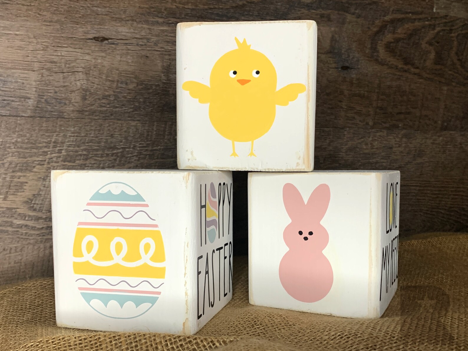 Easter Wood Blocks Easter Wood Signs Easter Tiered Tray - Etsy