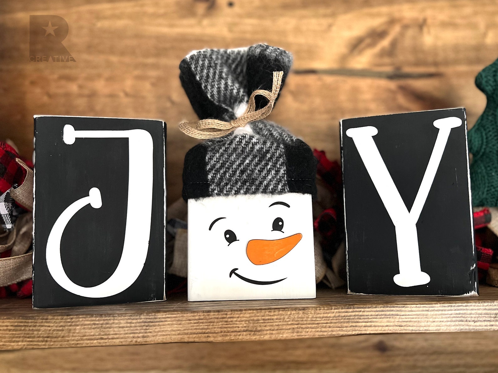 Rustic Snowman Block Set Wood Snowman Blocks JOY Wood - Etsy