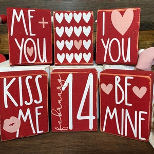 Reclaimed Wood Farmhouse Valentine Mini Blocks, Rae Dunn Inspired ...