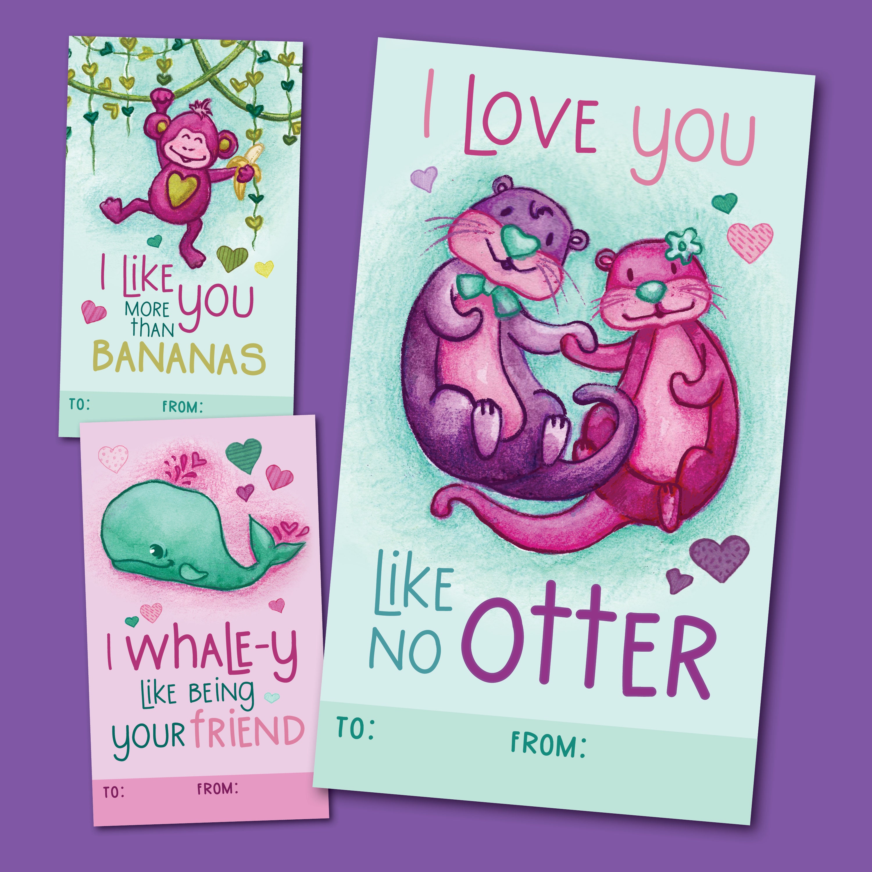 DIY Printable Cute Punny Animals Valentine's Day Cards, 9 Designs ...