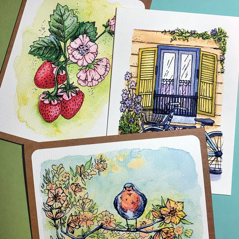 Blank Spring Watercolor 3-card Pack: Exclusive Artwork Reproductions on ...