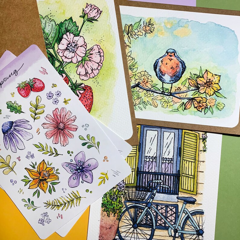 Blank Spring Watercolor 3-card Pack: Exclusive Artwork Reproductions on ...