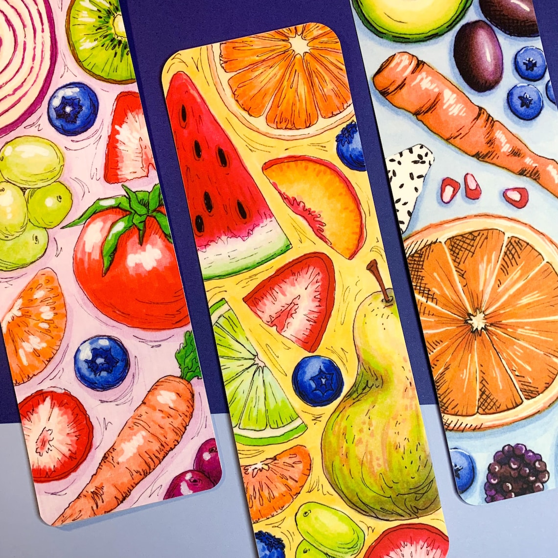 Fruits & Veggies Bookmarks, Smooth Matte-laminated, 2x6 Inches - Etsy