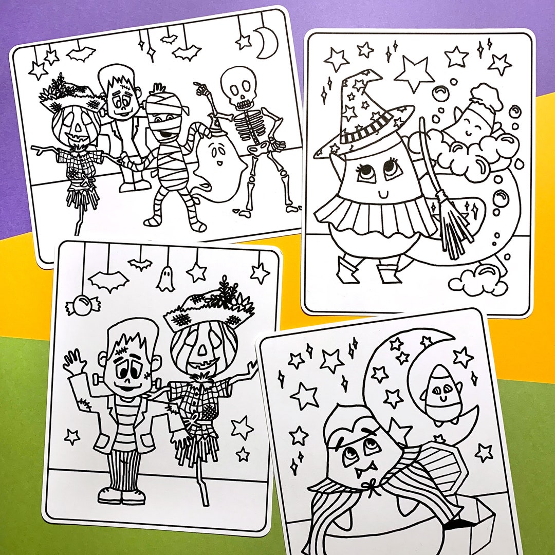 Mini Halloween Coloring Page Pack, 4 Sheets/pack, 4x5 In. - Etsy
