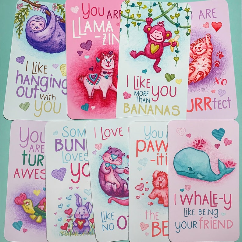 DIY Printable Cute Punny Animals Valentine's Day Cards, 9 Designs ...