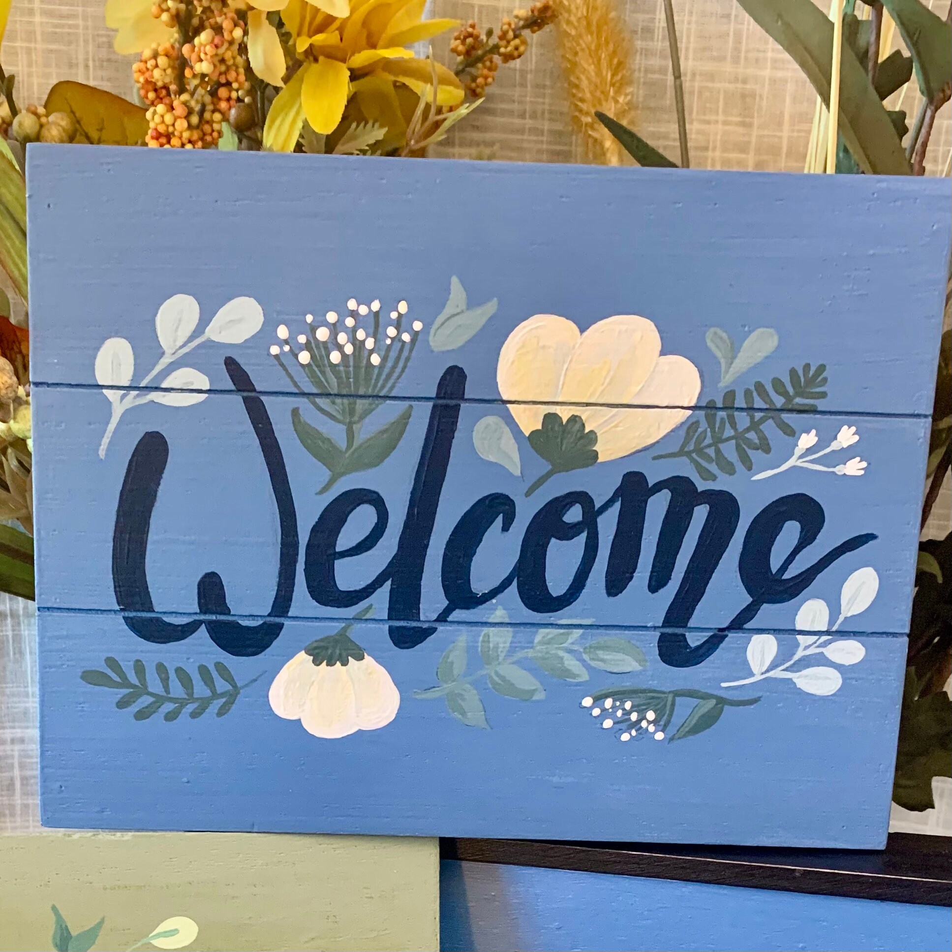 Hand Painted "welcome," "home Sweet Home," or " Be Kind" Floral Home ...