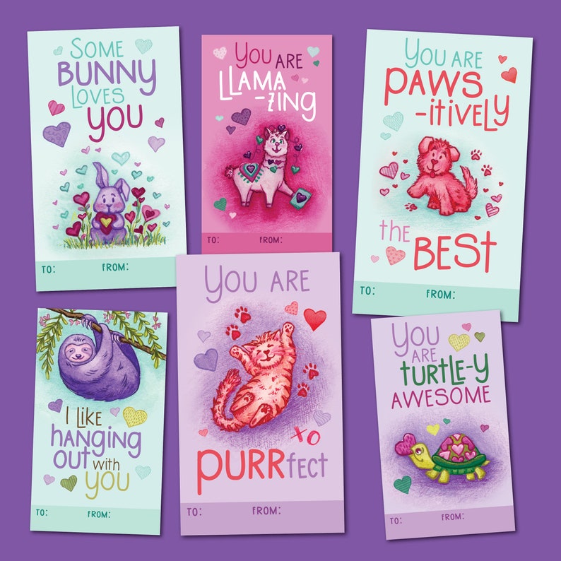 DIY Printable Cute Punny Animals Valentine's Day Cards, 9 Designs ...