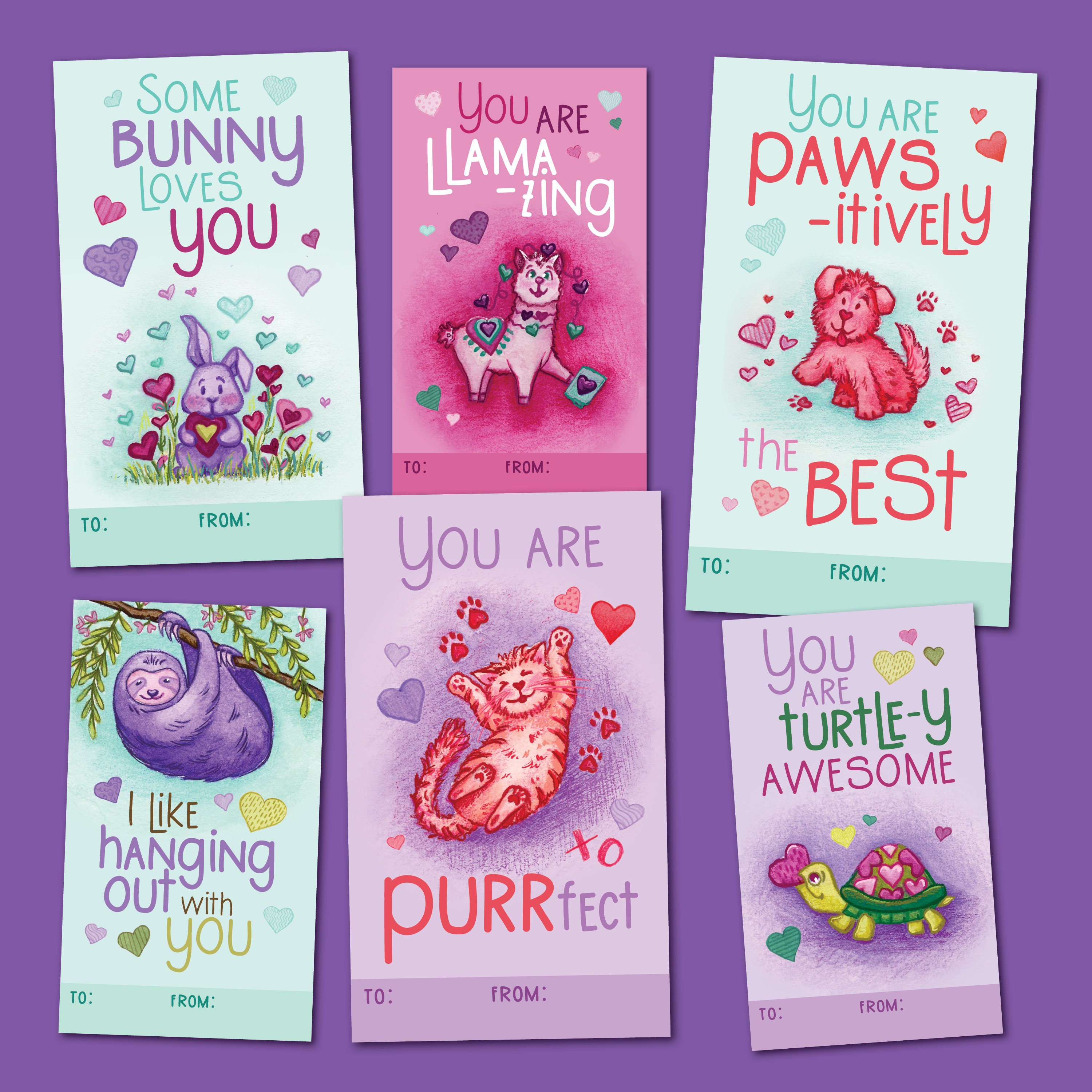 DIY Printable Cute Punny Animals Valentine's Day Cards, 9 Designs ...