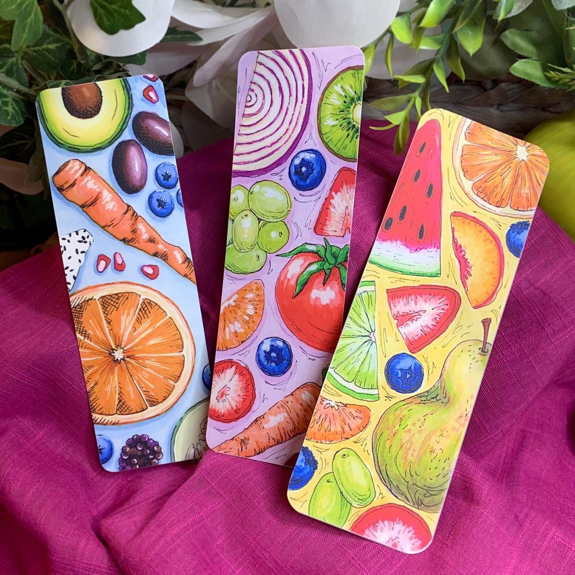 Fruits & Veggies Bookmarks, Smooth Matte-laminated, 2x6 Inches - Etsy