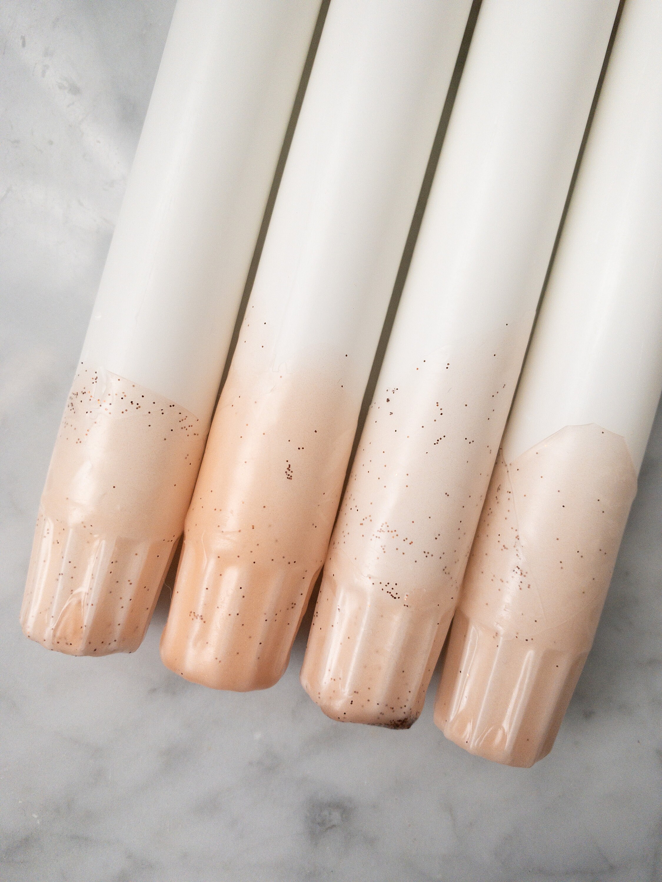 Candles X4 Two-tone Dip Dye Candles With Sequins - Etsy