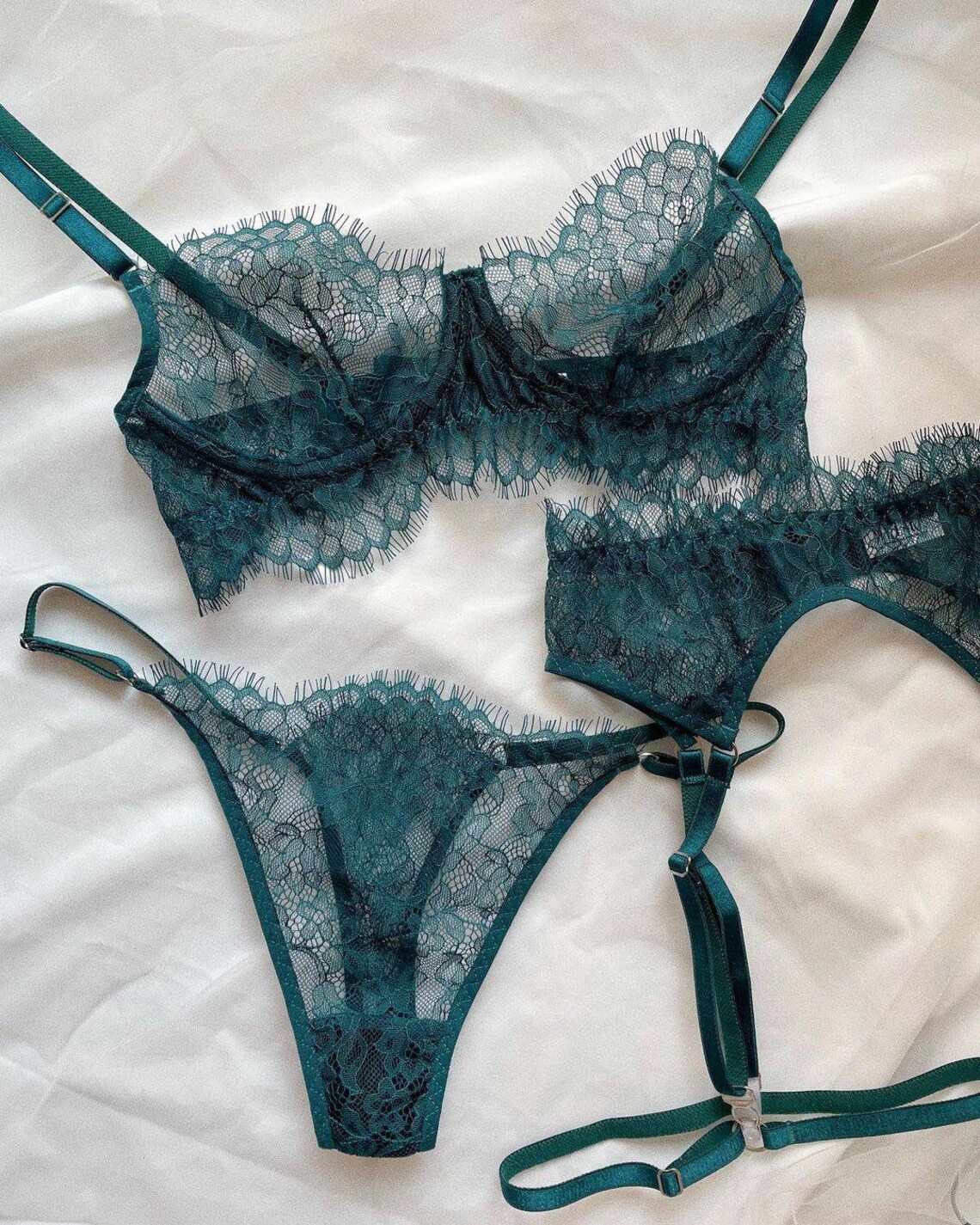 Sexy Lingerie Set Emerald Lingerie Lace Underwear Sexy Etsy