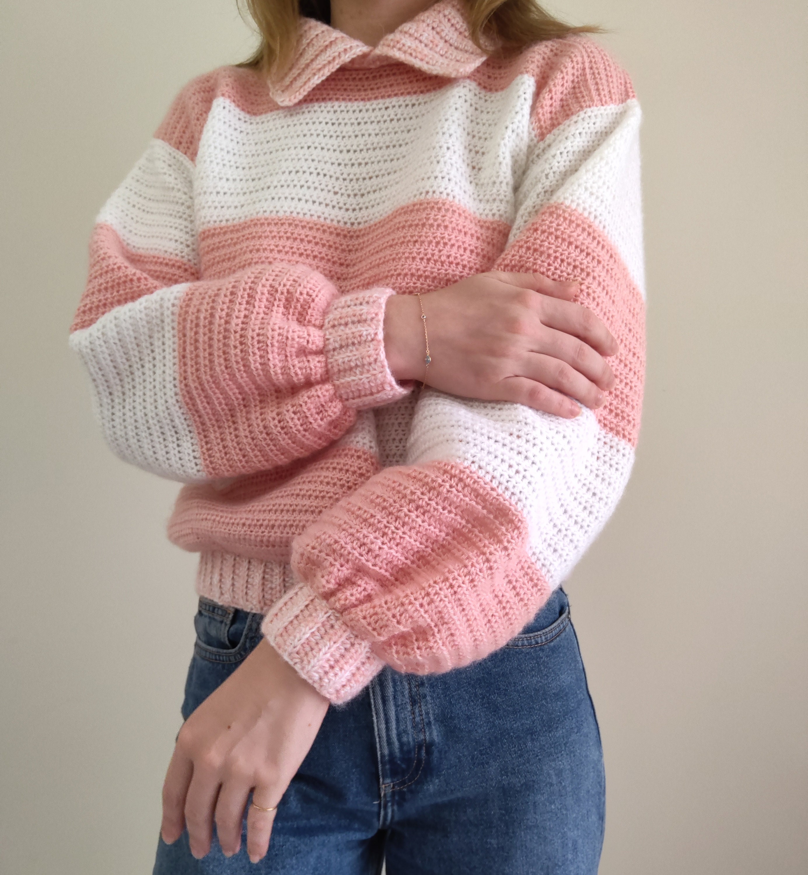 Striped Crocheted Sweater PDF Pattern With Video - Etsy