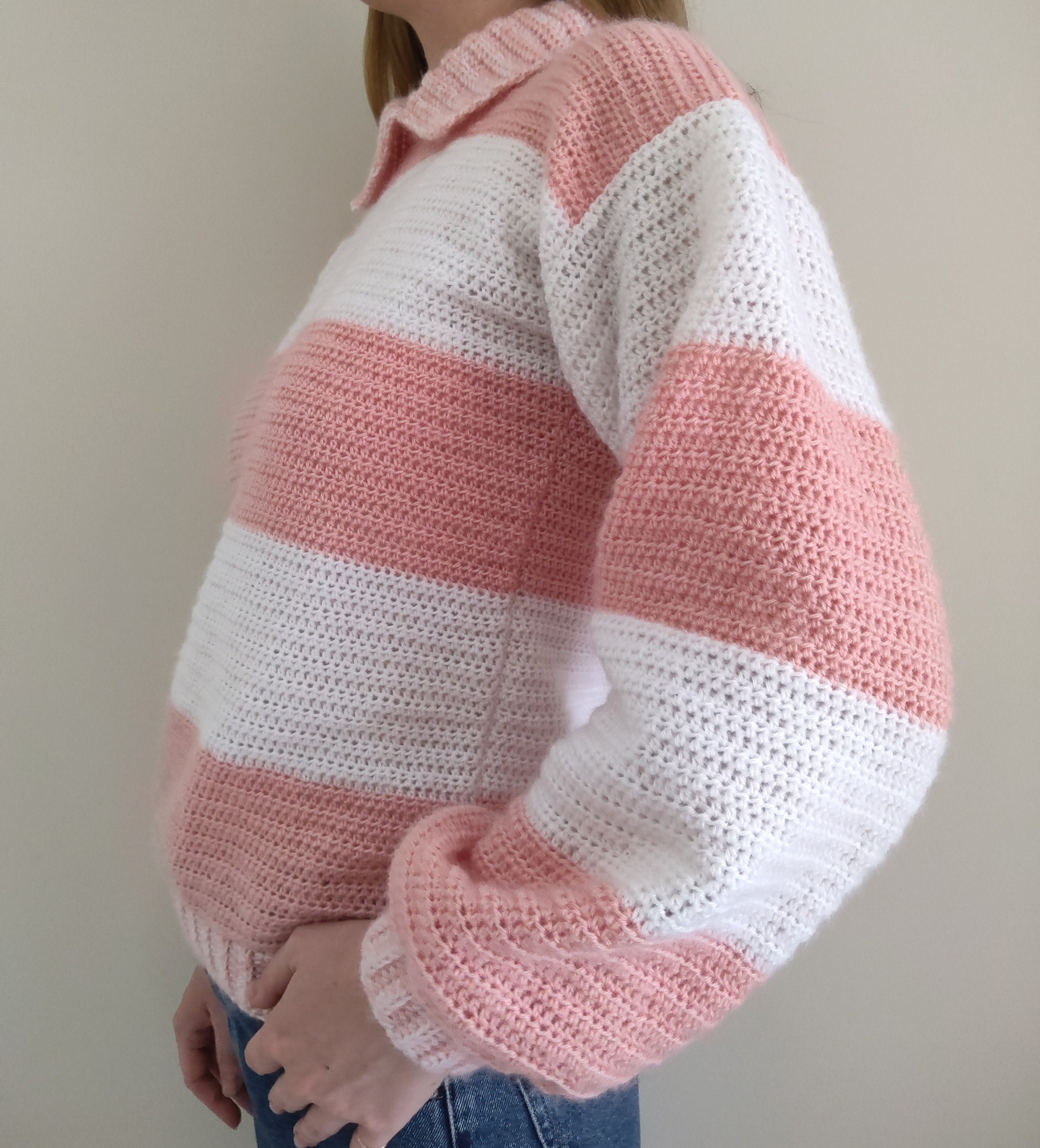 Striped Crocheted Sweater PDF Pattern With Video - Etsy