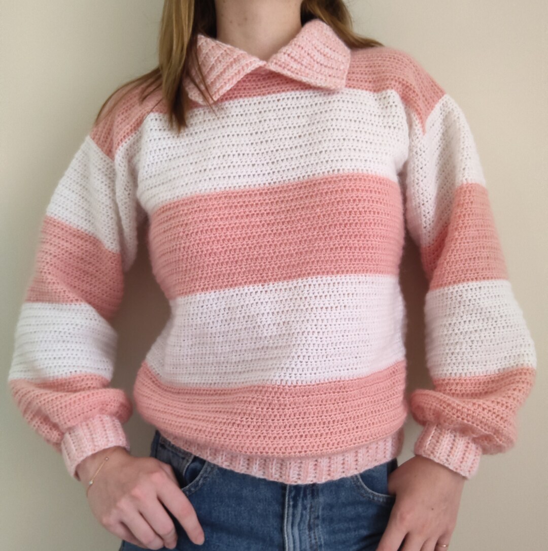 Striped Crocheted Sweater PDF Pattern With Video - Etsy