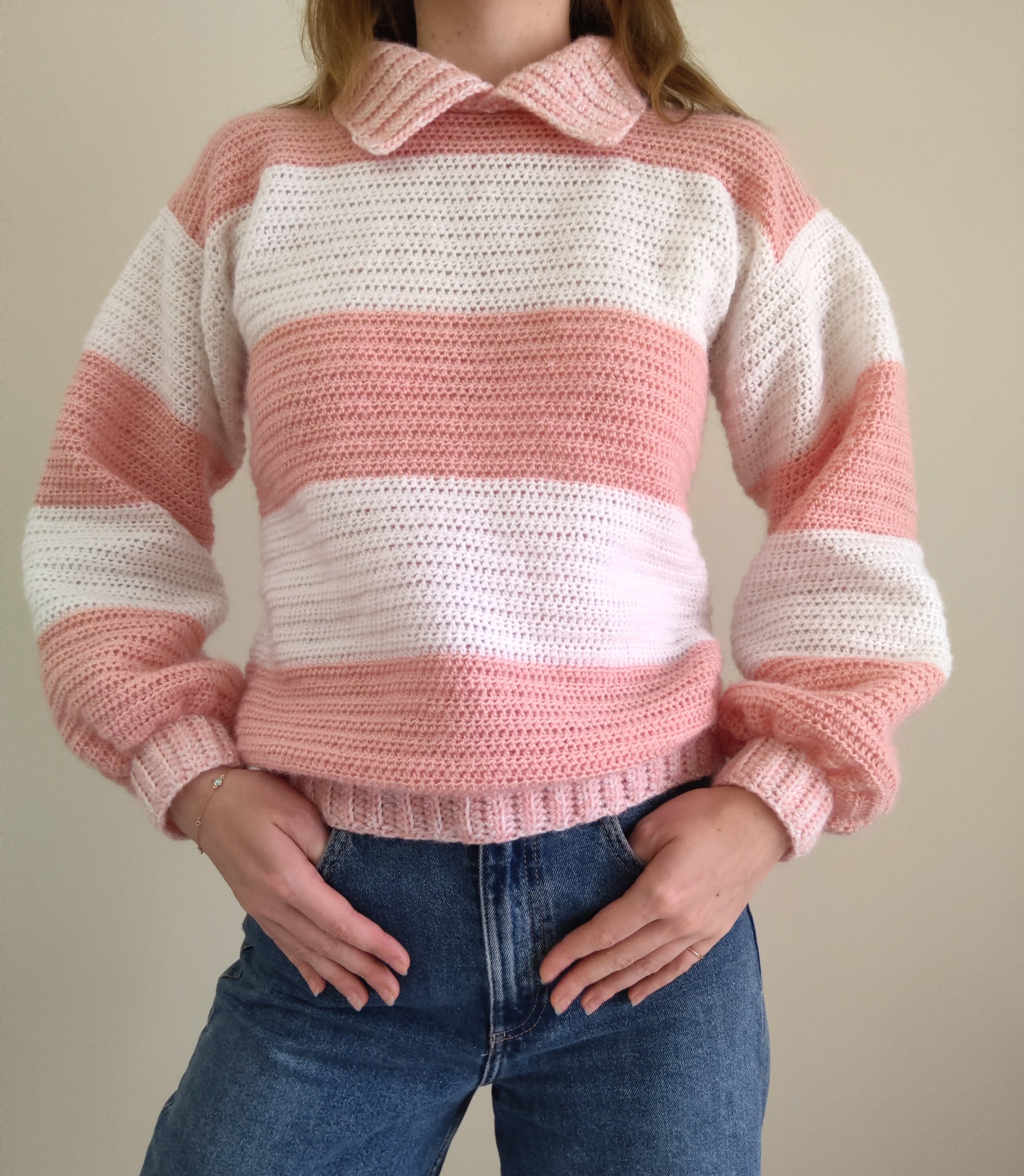 Striped Crocheted Sweater PDF Pattern With Video - Etsy