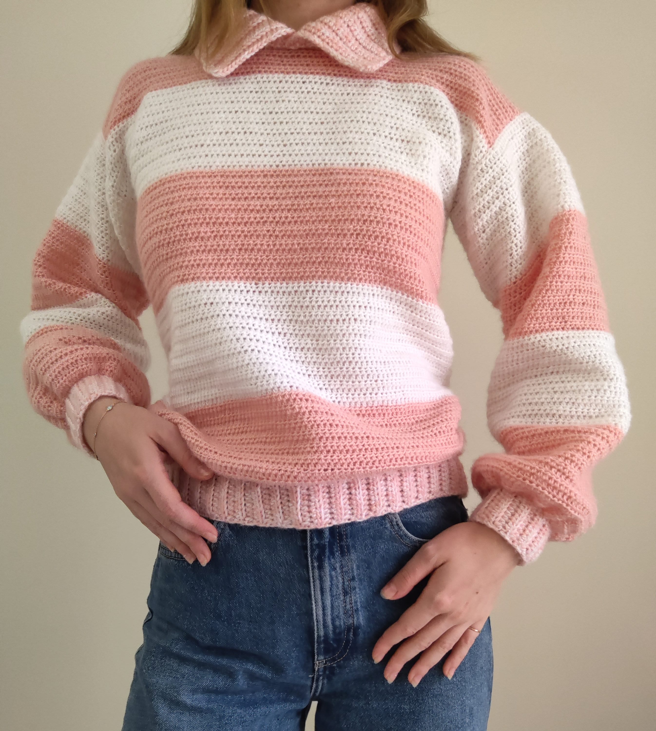 Striped Crocheted Sweater PDF Pattern With Video - Etsy