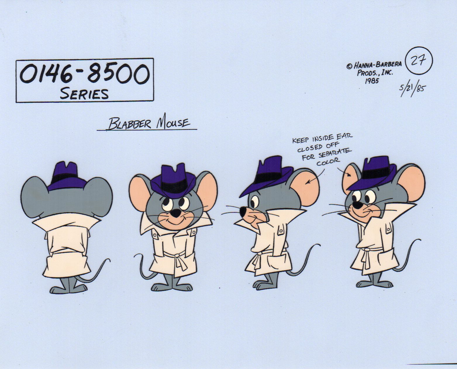 Hanna Barbera Super Snooper and Blabber Mouse Model Sheet Hand Painted ...