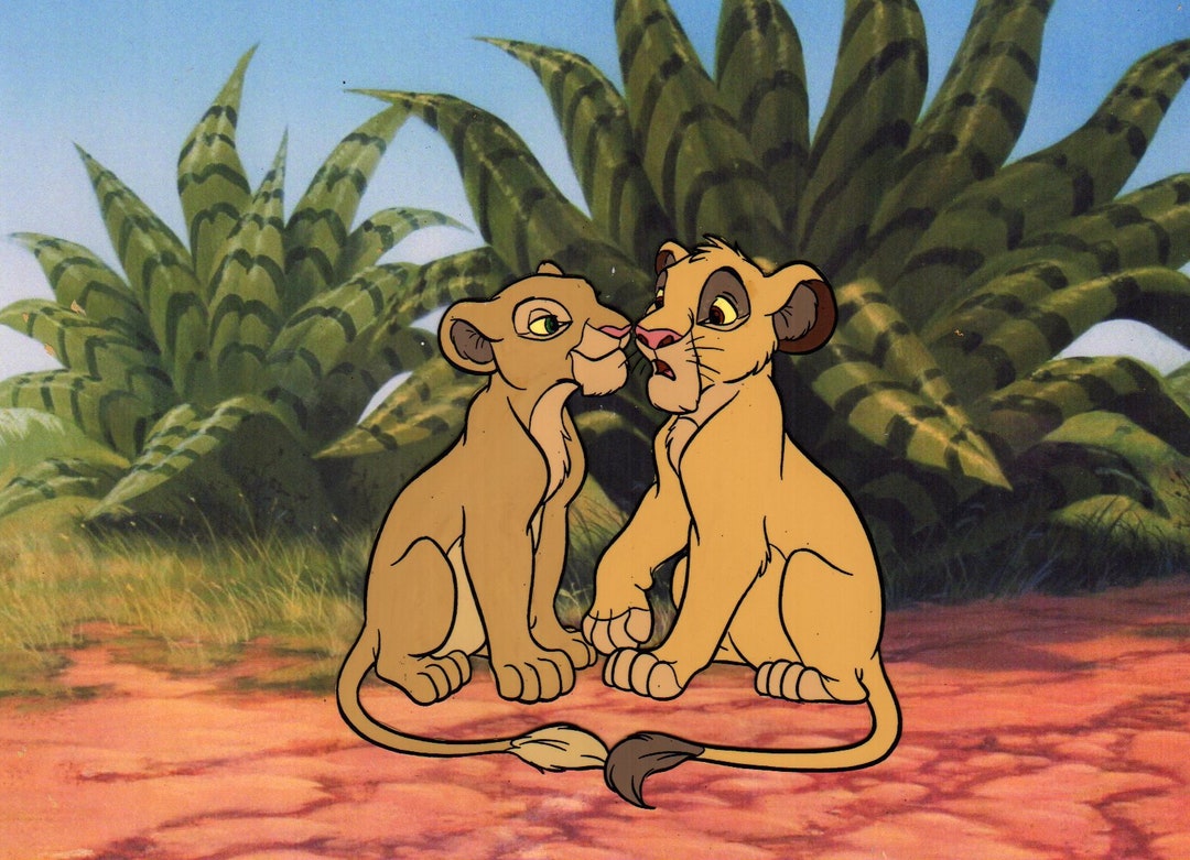 The Lion King Simba and Nala Love Painted Animation Cel Art ...