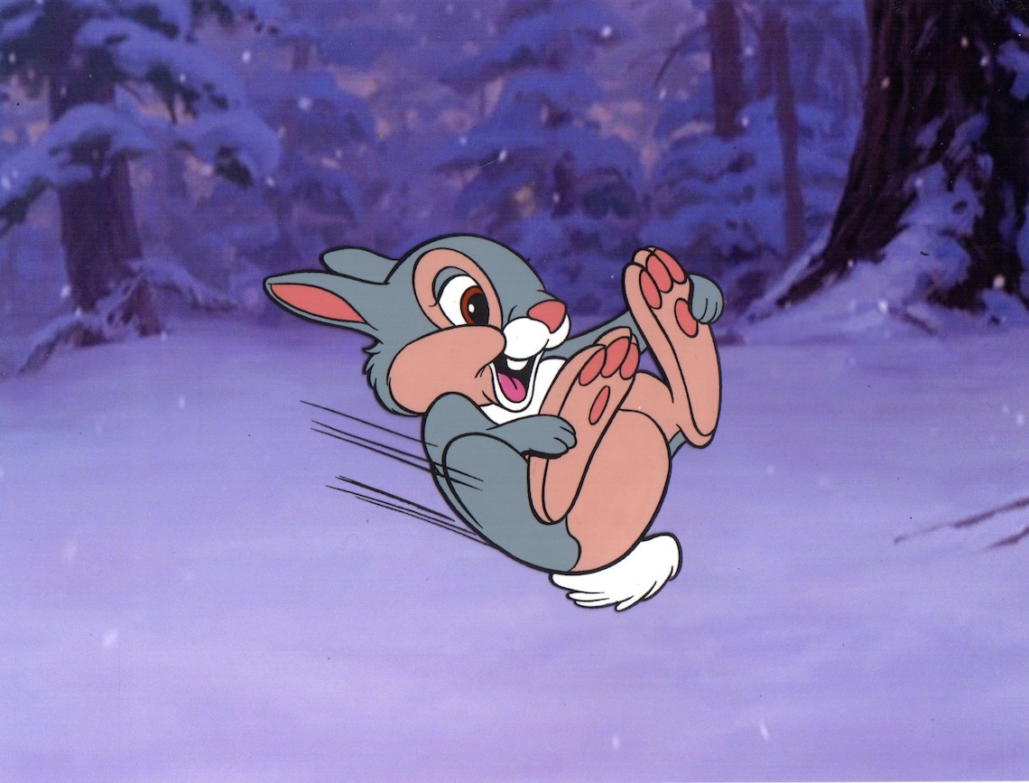 Bambi "thumper Snow Play" Hand Painted Animation Cel Art Reproduction ...