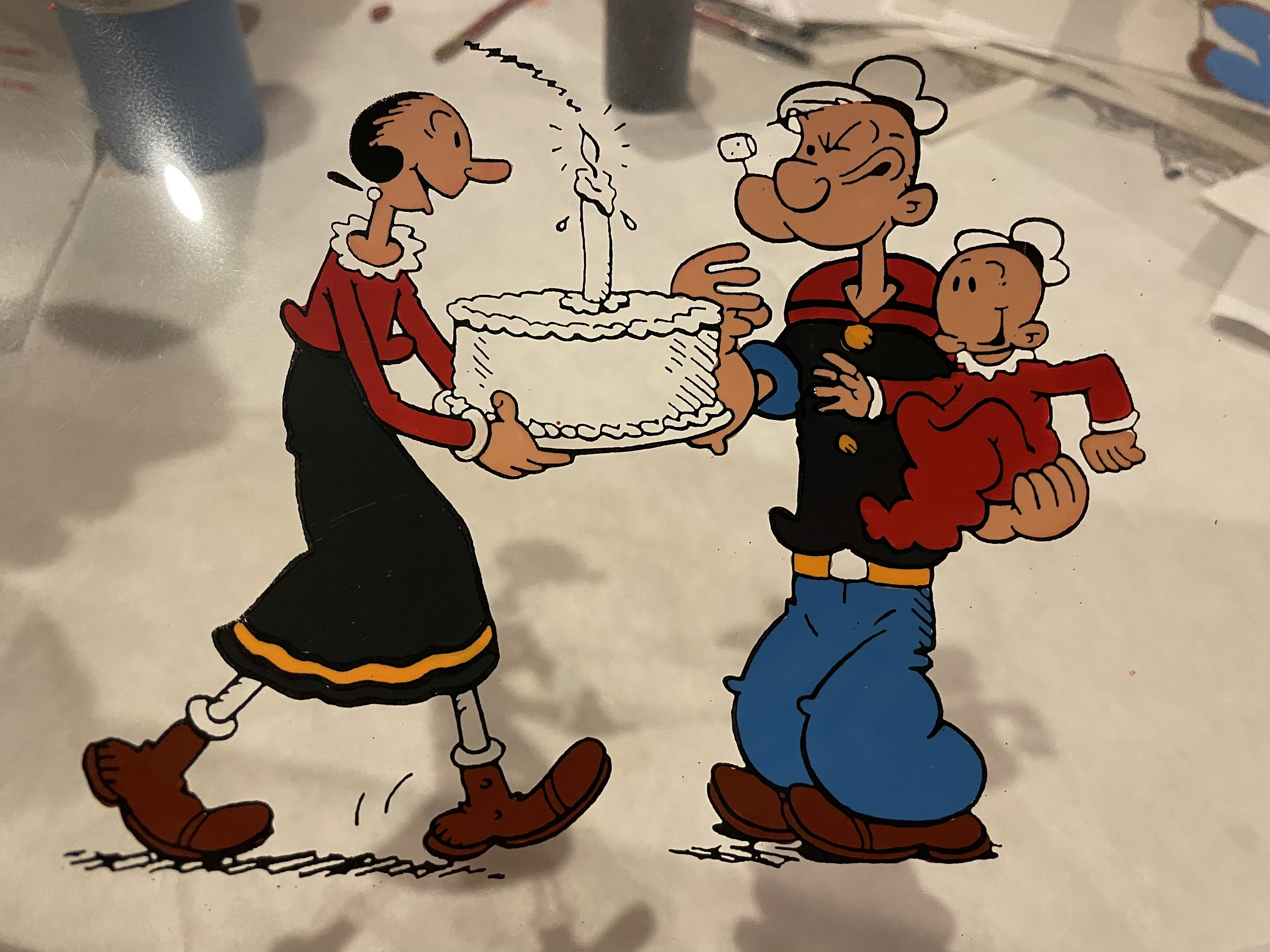 Popeye Olive Oil and Sweet Pea Hand Painted Animation Cel Art Reproduction. - Etsy