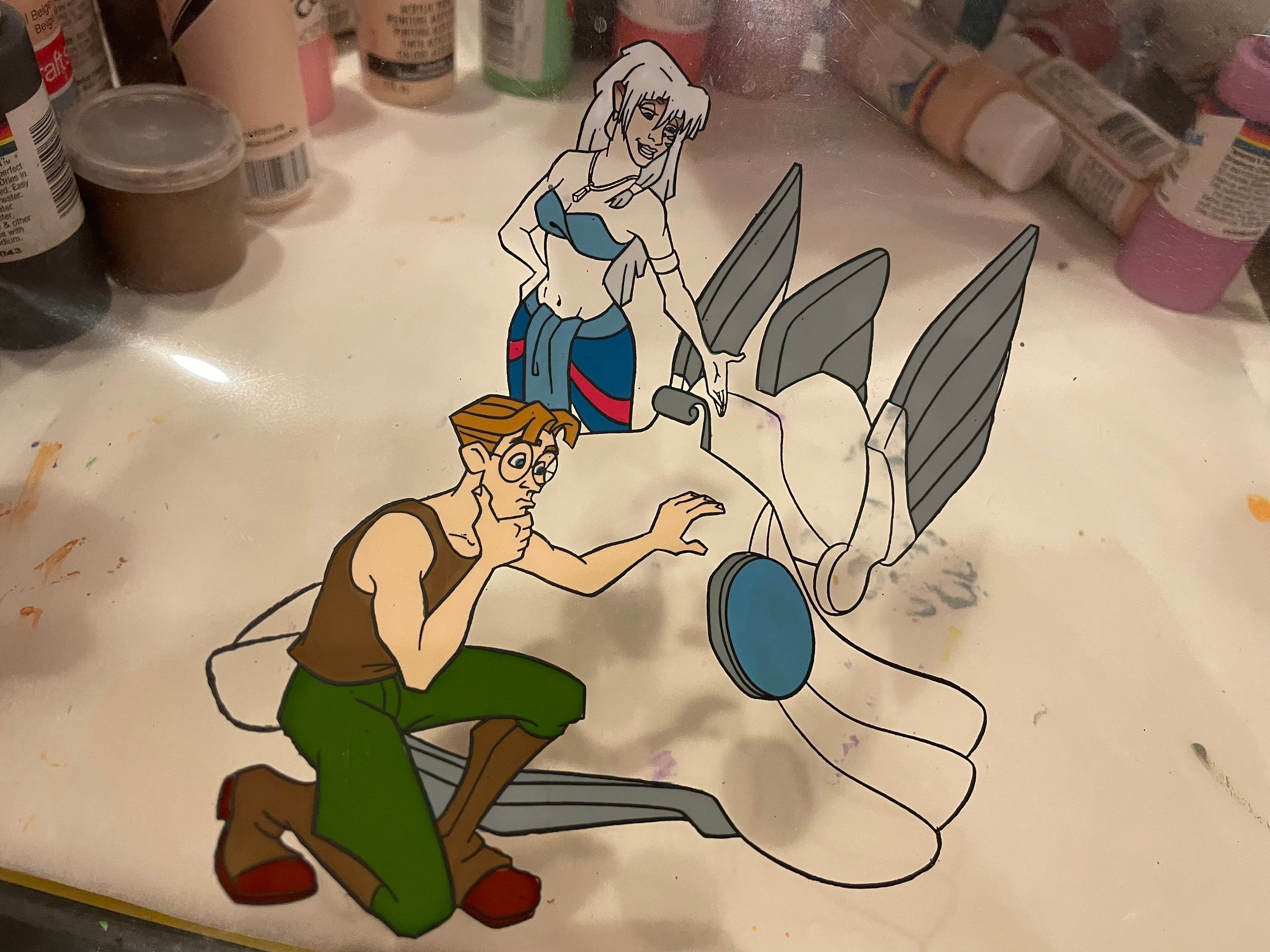 Atlantis Milo and Kida Ready for the Attack Hand Painted Animation Cel ...