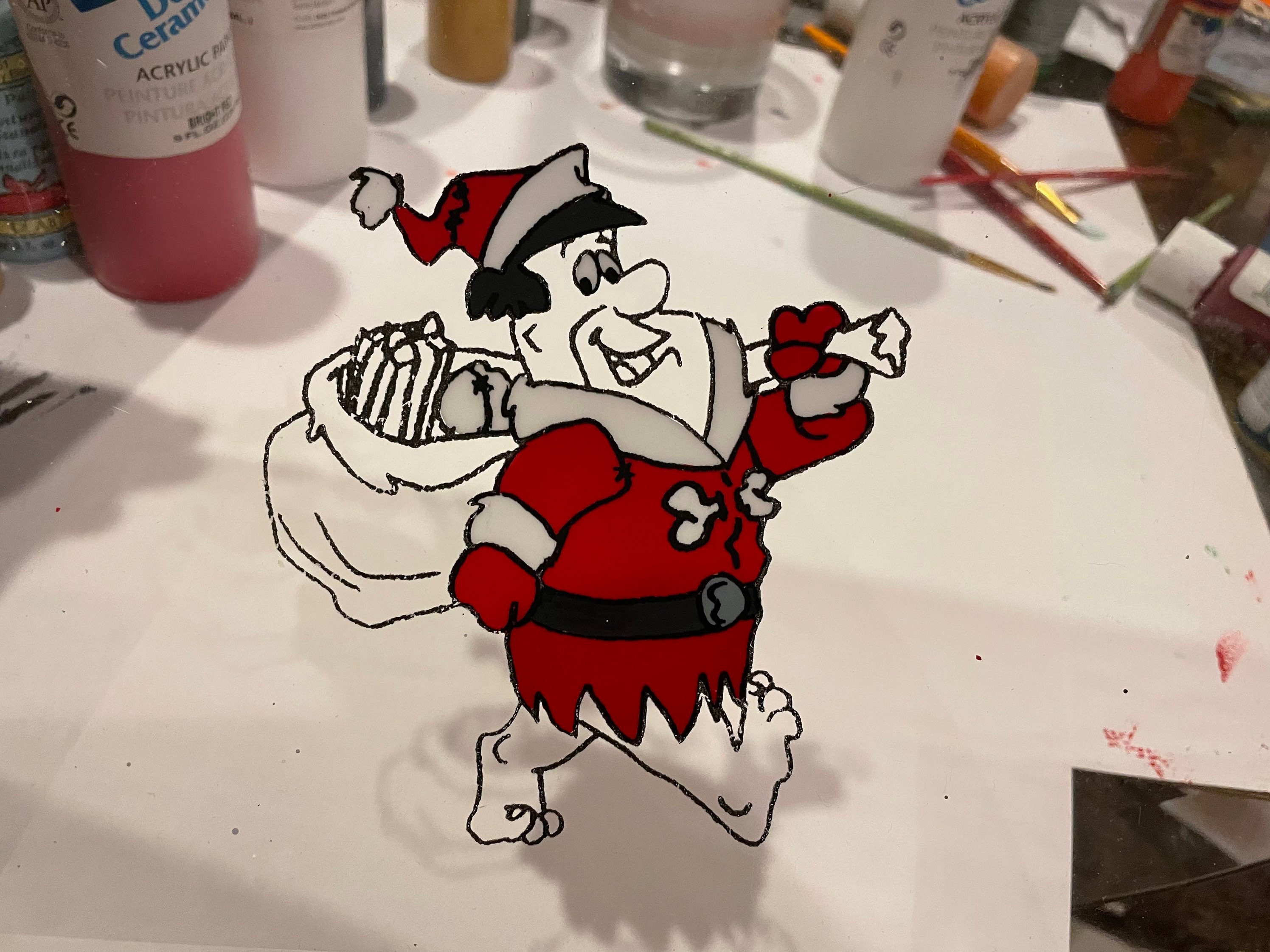 Hanna Barbera the Flintstones Santa Fred Hand Painted - Etsy