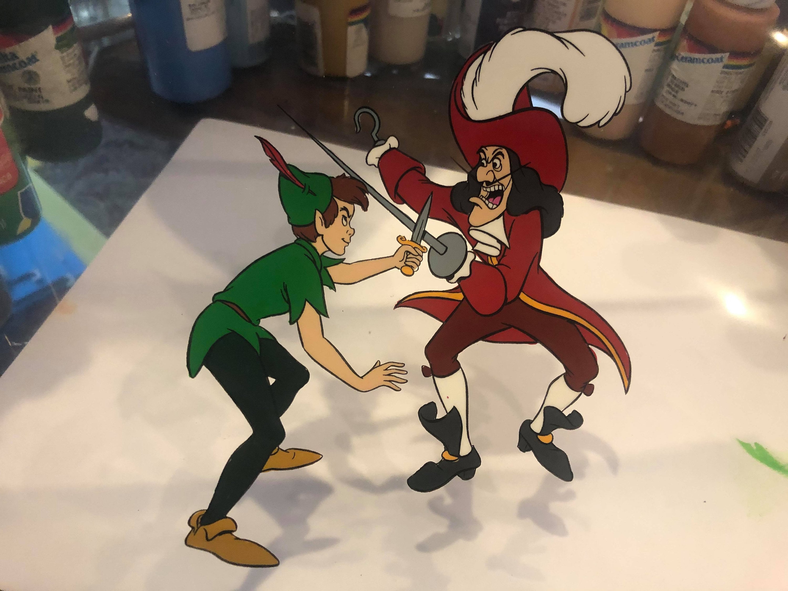 Peter Pan and Captain Hook Hand Painted Animation Cel Art Reproduction ...