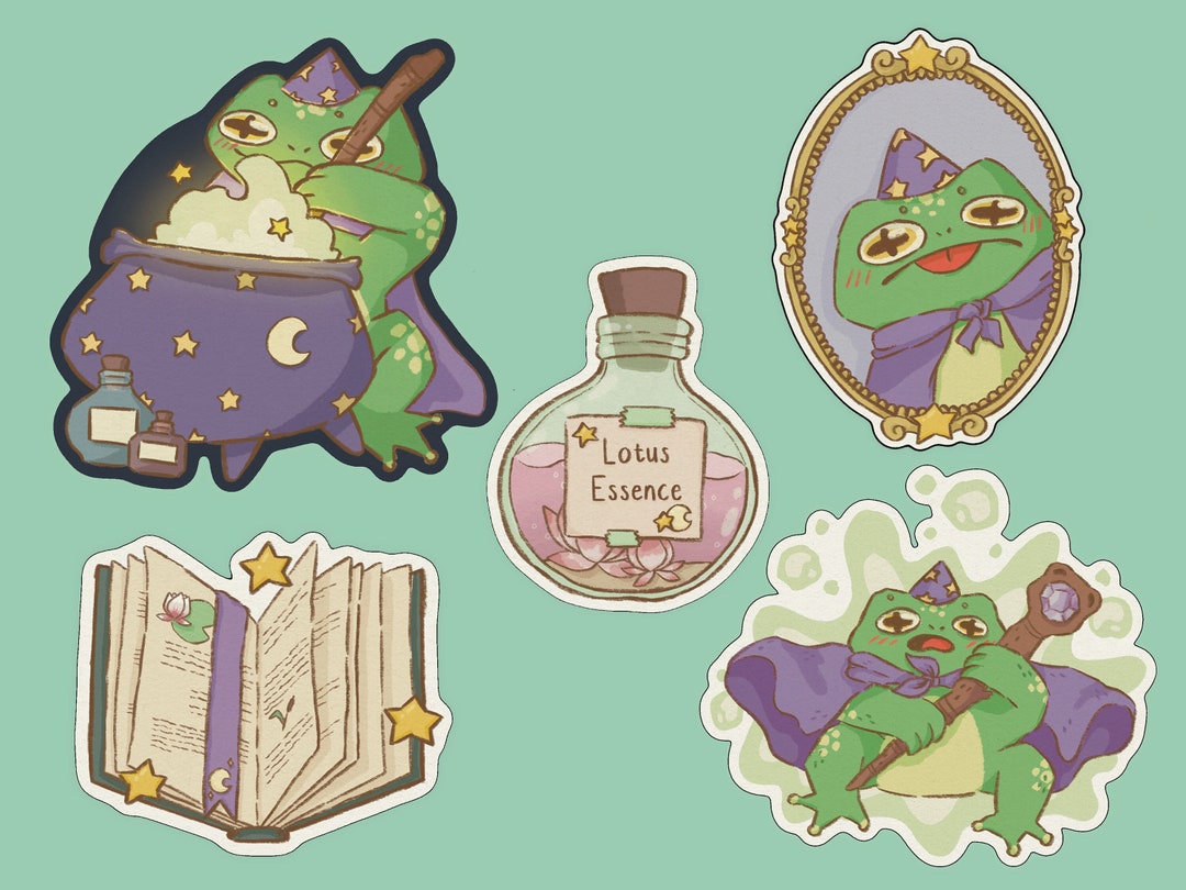 Bartholomew the Wizard Frog Sticker Pack | 5 Pack Fantasy Vinyl ...