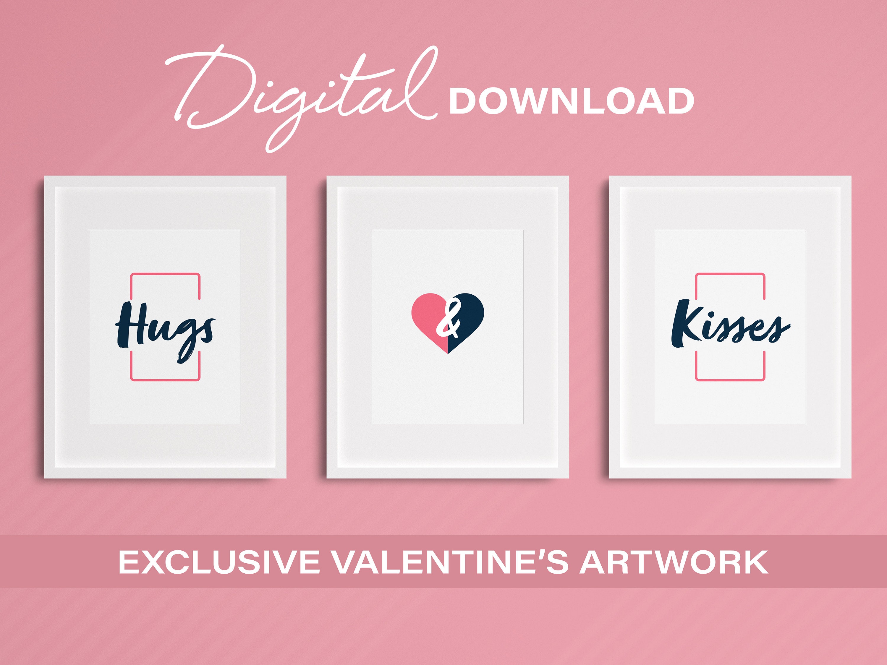 Hugs & Kisses Poster Set Love Prints Perfect Gift | Etsy