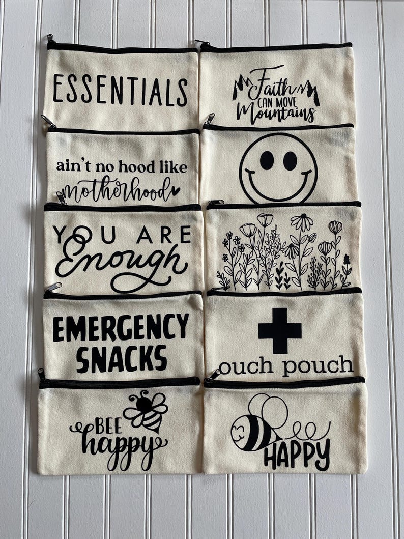 Personalized Canvas Zipper Pouch: Custom Monogrammed Gift Bag - Etsy