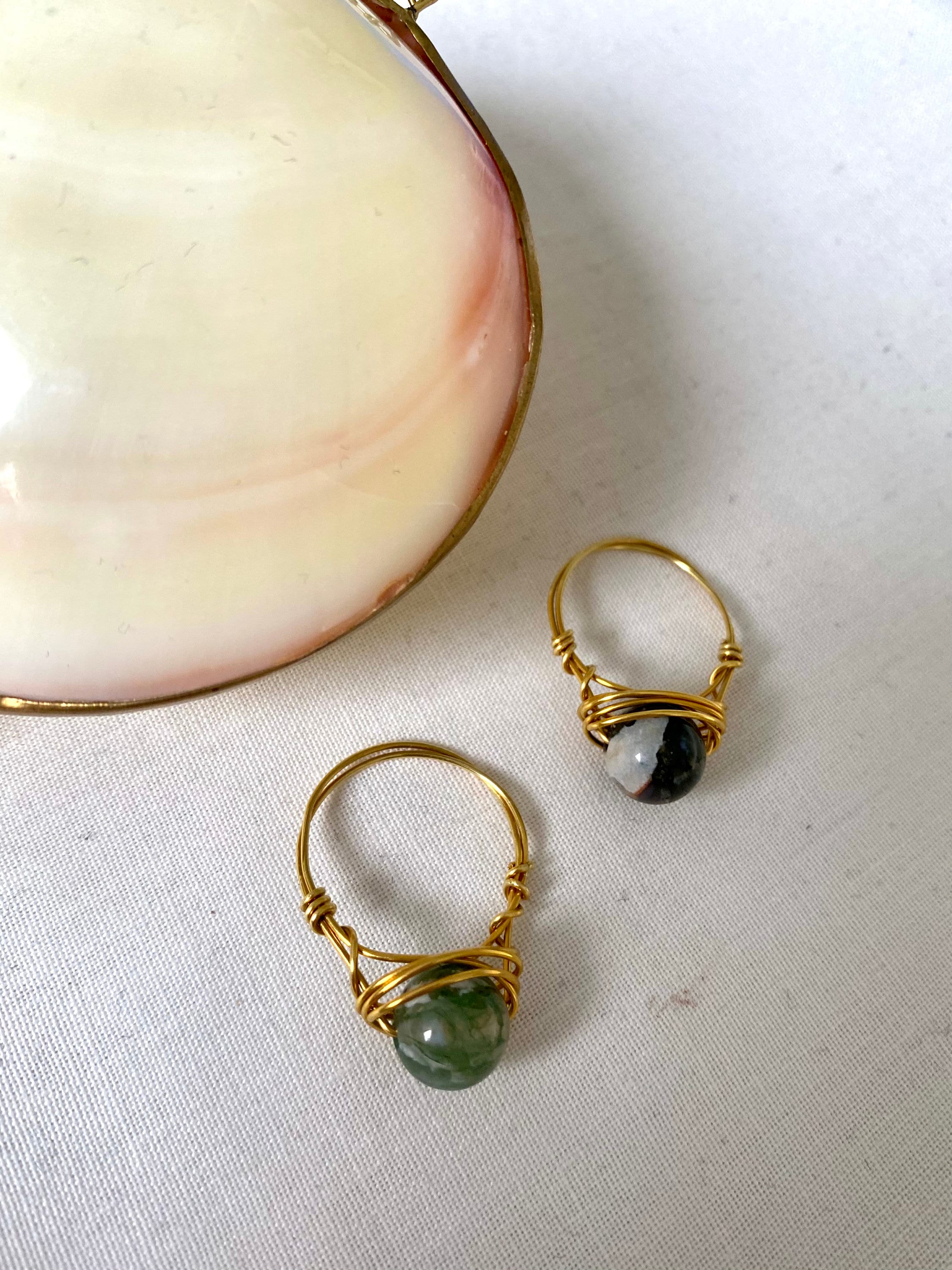 Tree Agate Ring X 2 Gemstone Wire Wrapped Rings Handcrafted | Etsy