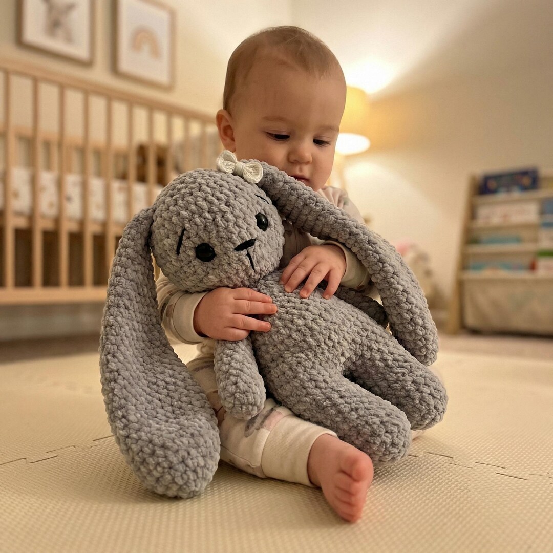 Crochet Bunny Pattern PDF, Long Ear Rabbit Doll, Baby Shower Gift ...