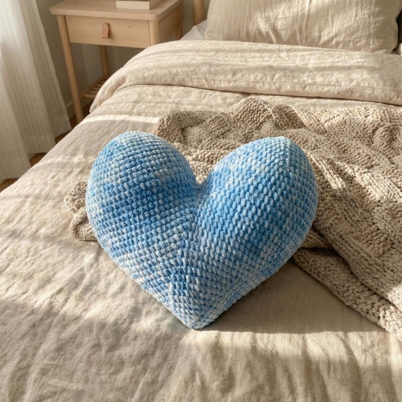 Crochet Heart Pillow Pattern PDF, Plush Pillow Crochet, Valentines Home ...