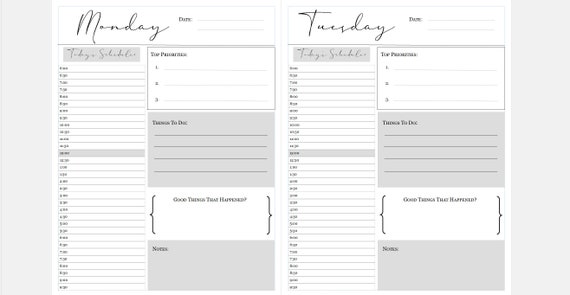 Printable Blank 7 Day Planner Daily Goals Planner Weekly | Etsy