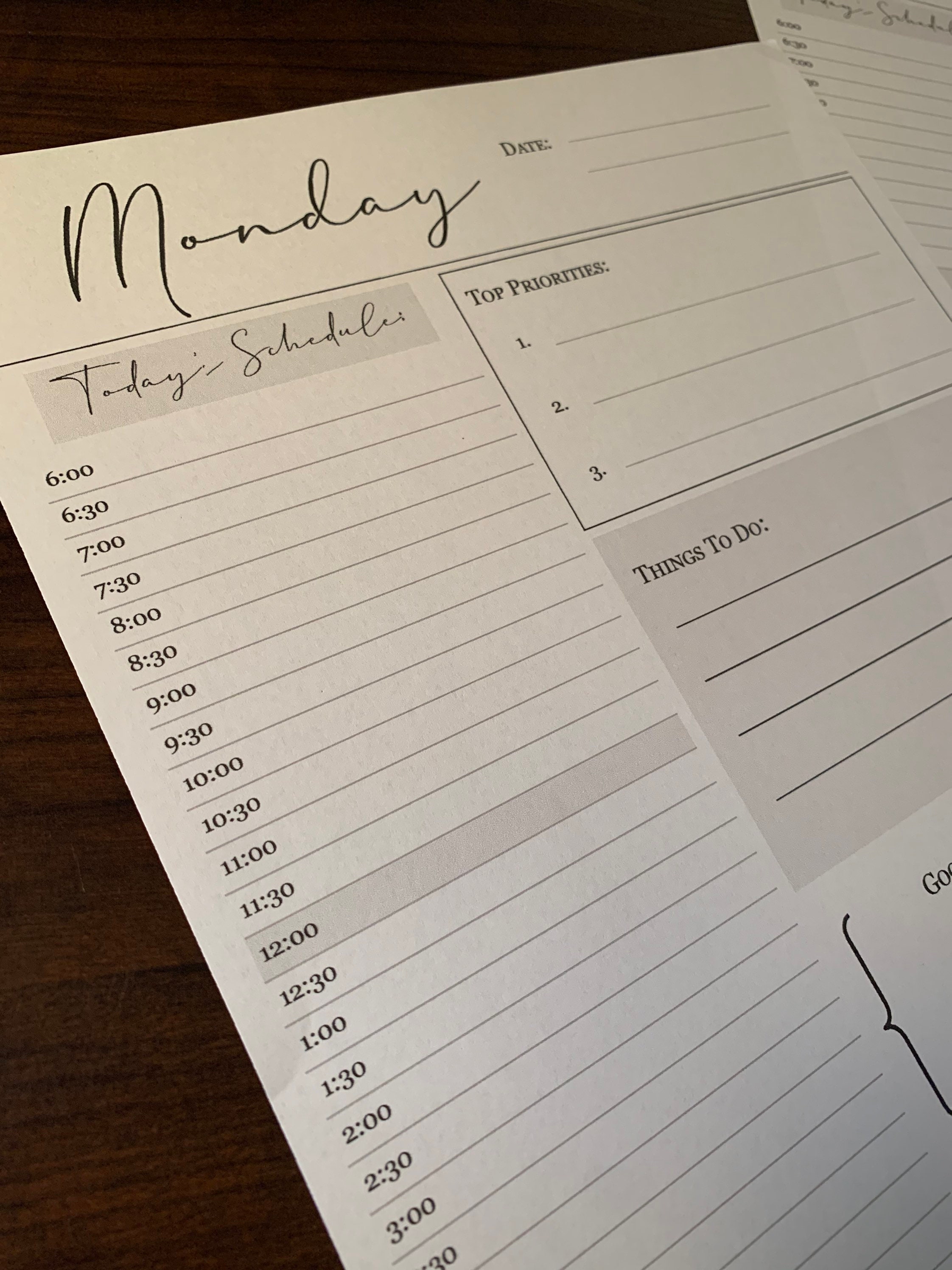 Printable Blank 7 Day Planner Daily Goals Planner Weekly - Etsy