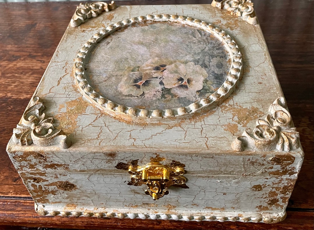 Distressed Rococo French Style Pansies Jewellery Box - Etsy