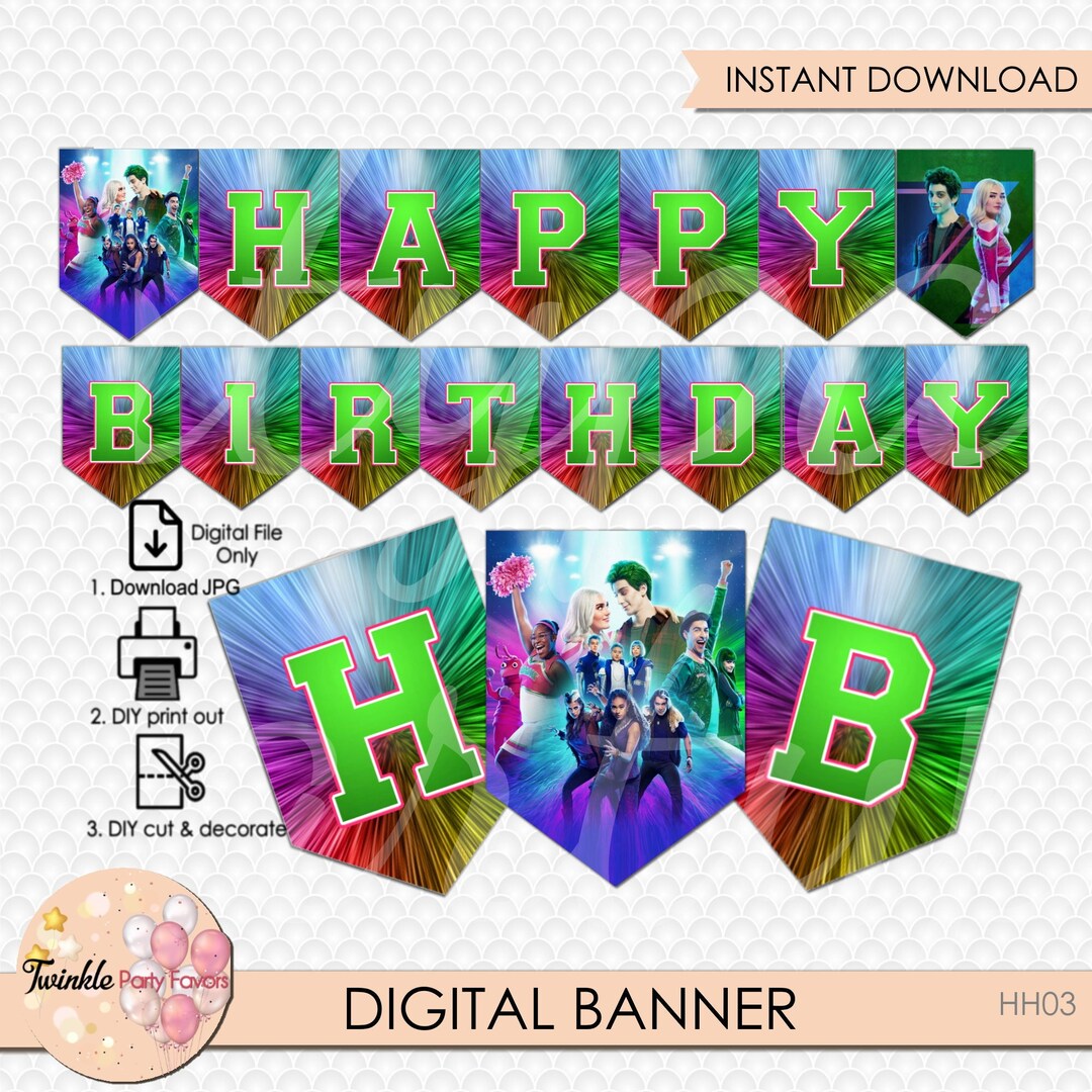 Non-personalized Zombies Banner, Zombies Birthday Banner, Instant ...