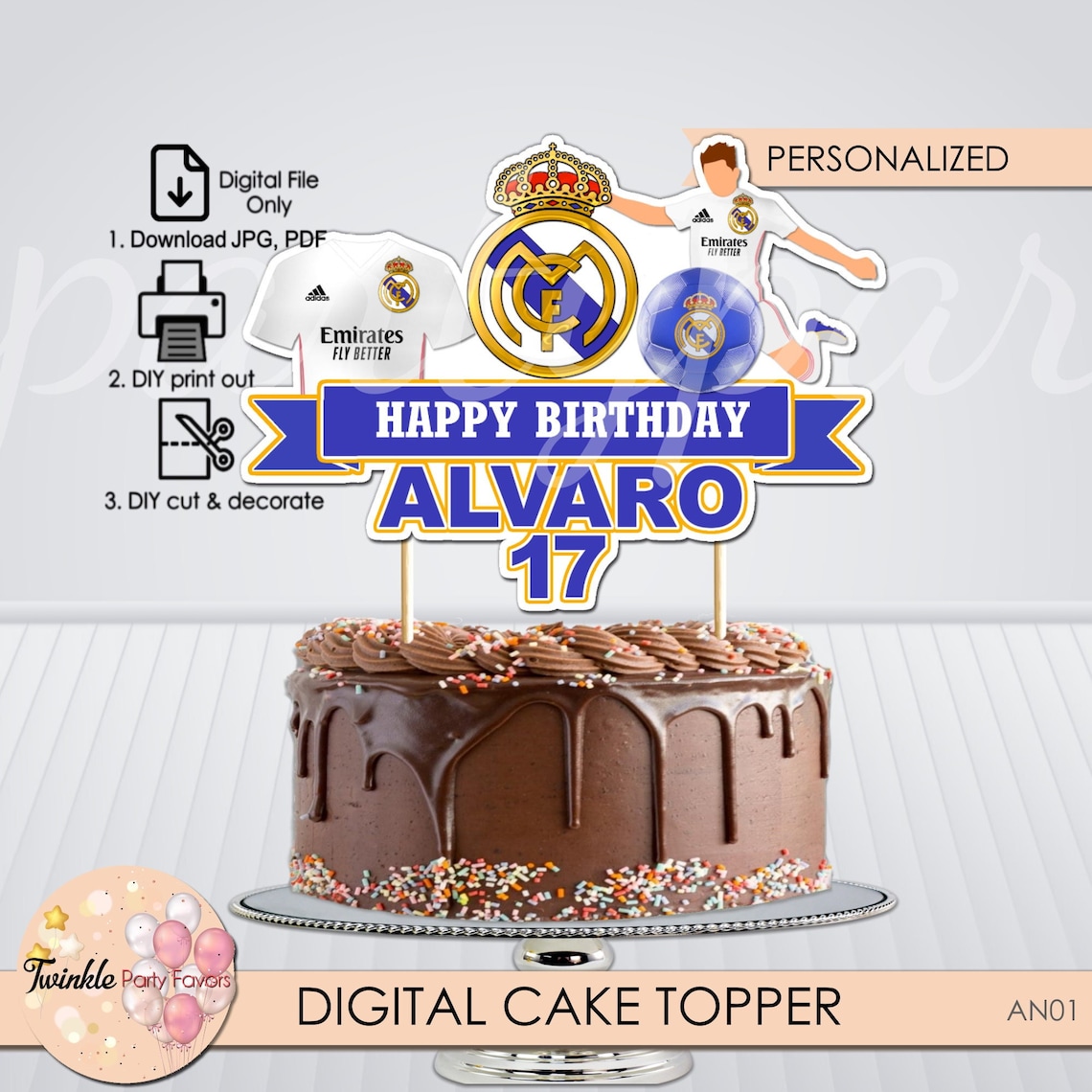 Real Madrid Cake Topper Real Madrid Birthday Topper Digital - Etsy France