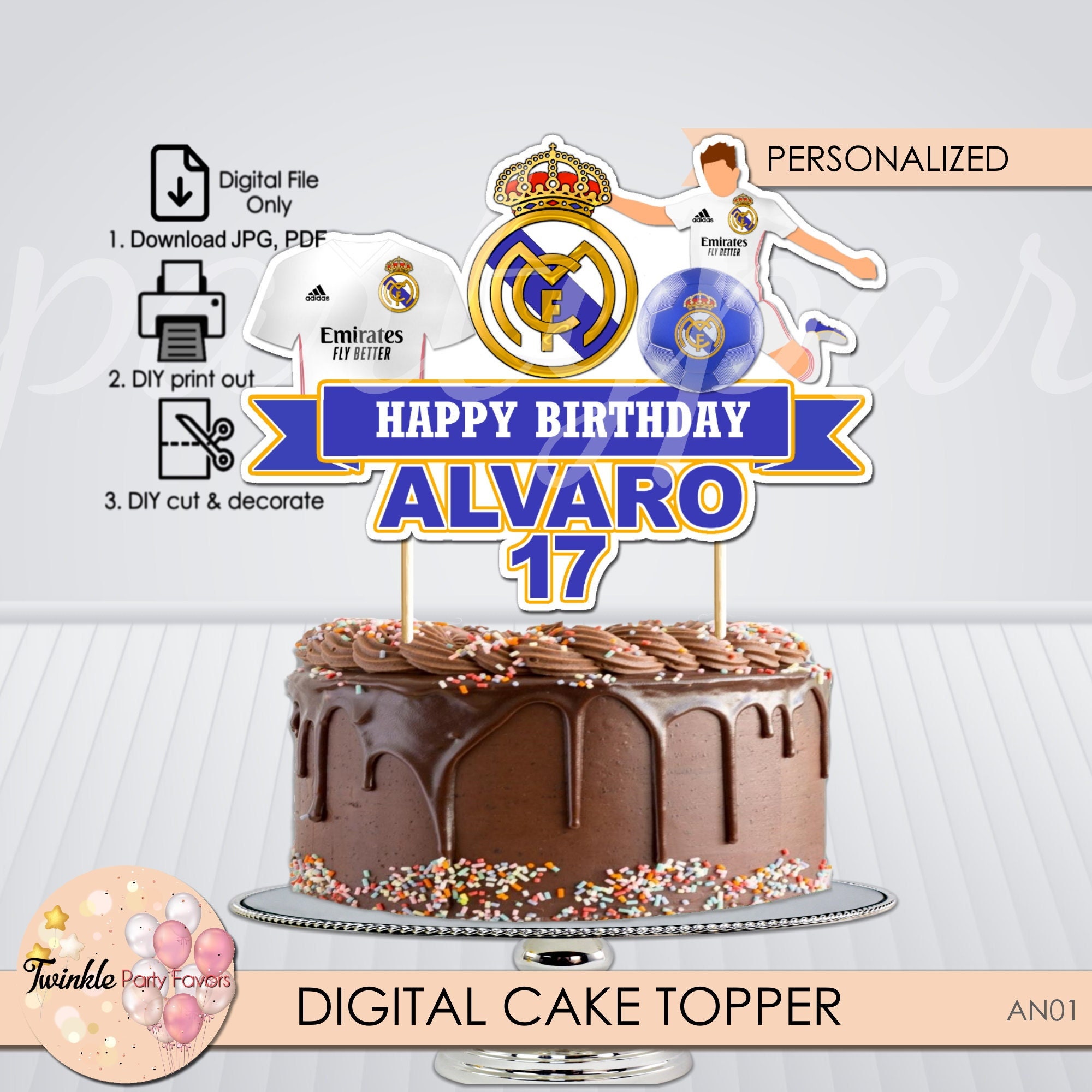 Real Madrid Cake Topper Real Madrid Birthday Topper Digital - Etsy France