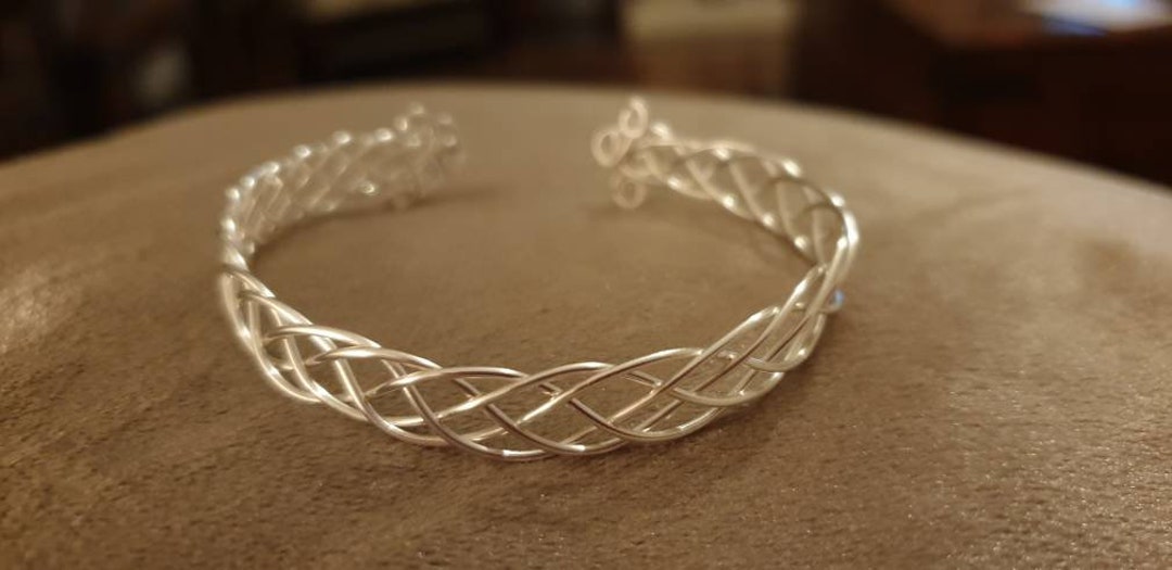 Silver Celtic Weave Bangle With Easy Catch and Fasten Adjustable. - Etsy