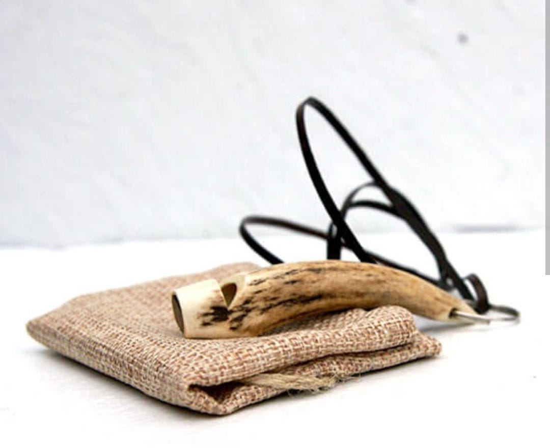 Real Scottish Stag Antler Hunting, Sheep Dog Whistle on Leather Thong ...