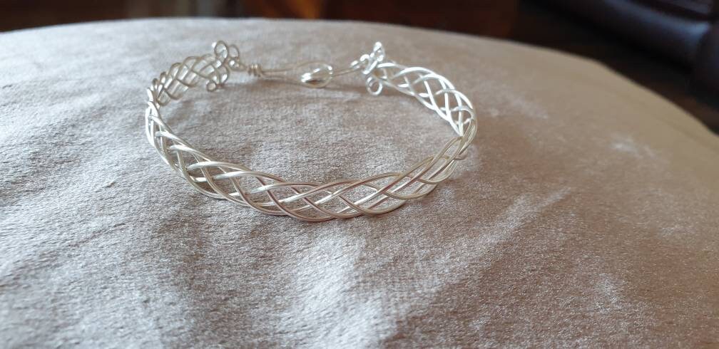 Silver Celtic Weave Bangle With Easy Catch and Fasten Adjustable. - Etsy