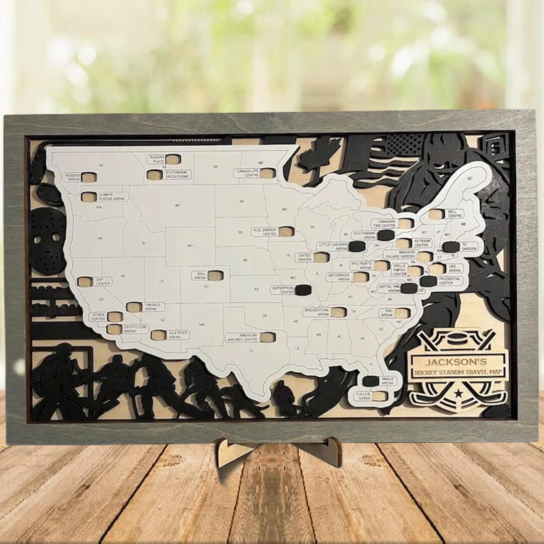 Hockey Rink Map, Travel Map, Arena, Stadium, Tracker, Personalized Gift ...