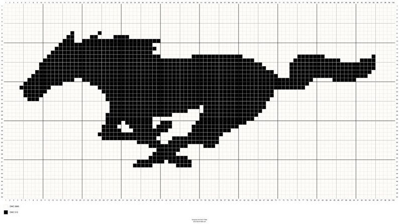 Ford Mustang Pony Cross Stitch Chart - Etsy