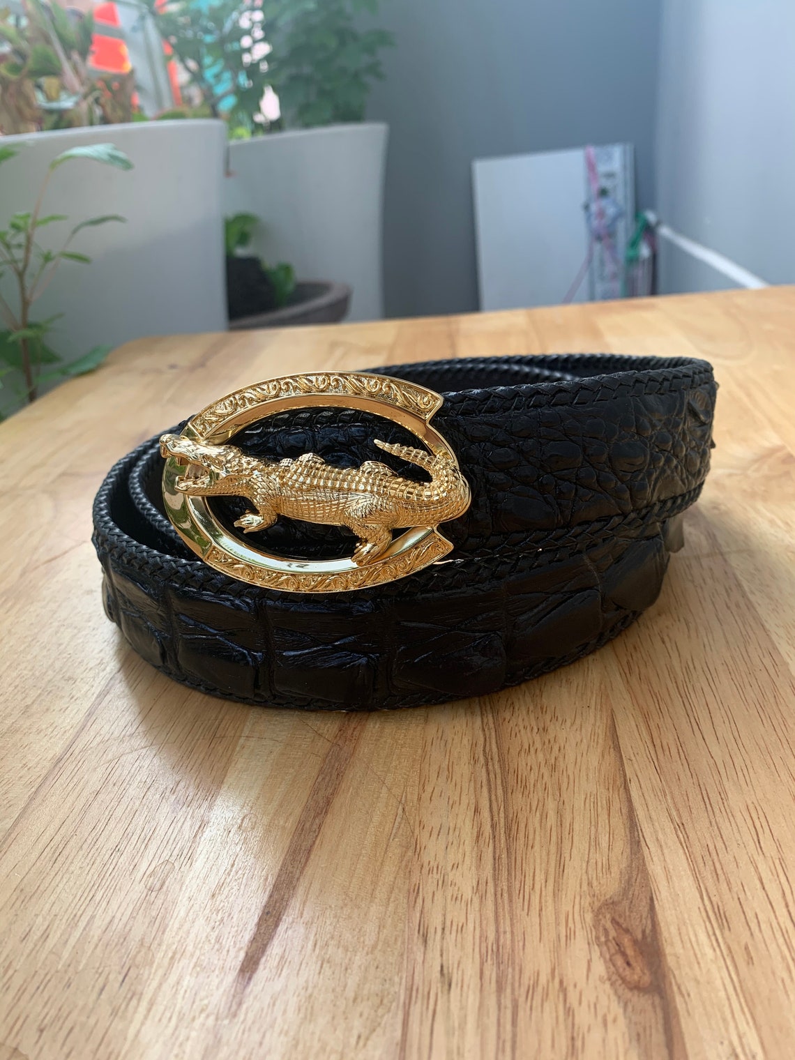 Black Genuine Vietnamese alligator skin belt for menMen | Etsy